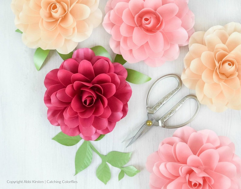 Camellia Rose Paper Flower Template and Tutorial Small Rose - Etsy México