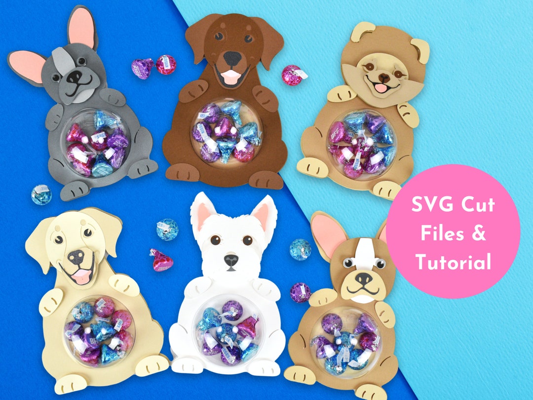Set of 4 Puppy Dog Candy Holders SVG Cut Files, Valentine's Day Gifts ...