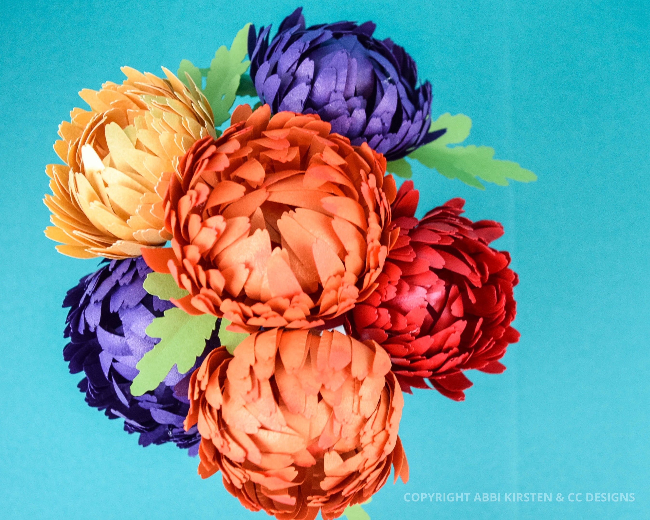 Chrysanthemum Paper Flower Templates, Paper Flower SVG Cut Files, How ...