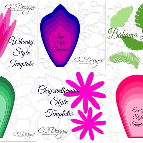 Set of 5 PDF Printable Flower Templates Large Paper Flowers - Etsy