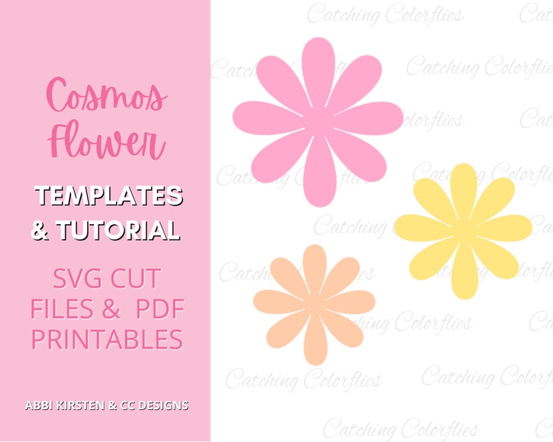 Easy Small Cosmos Paper Flower Templates and Tutorial, Flower SVG Files ...