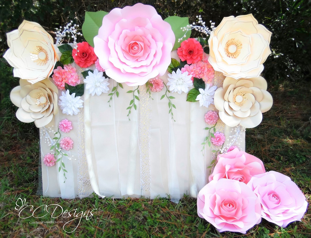 Paper Flower Rose Backdrop, DIY Paper Flower Patterns and Tutorials ...