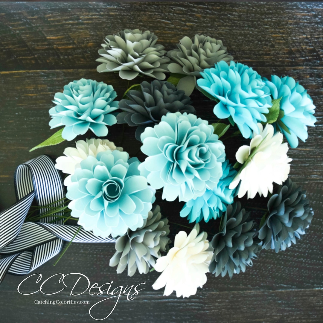 Paper Flower Templates, Paper Dahlias, PDF Flower Patterns, Small Paper ...