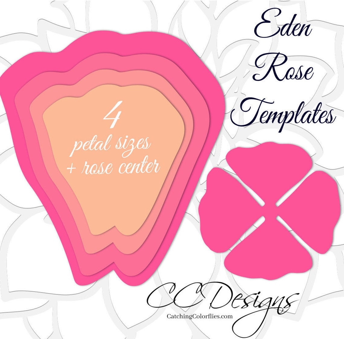 DIY Giant Paper Rose Pattern Templates and Tutorials, Garden Birthday ...