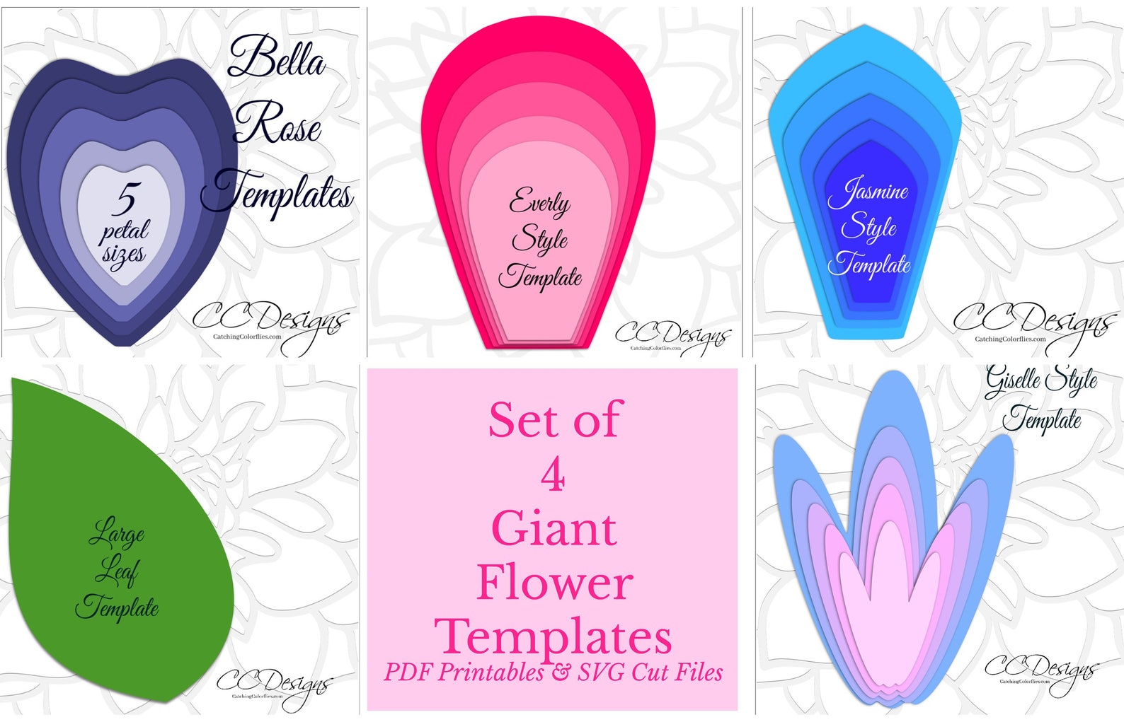 Easy Large Paper Flower Patterns, Printable Giant Flower Templates ...
