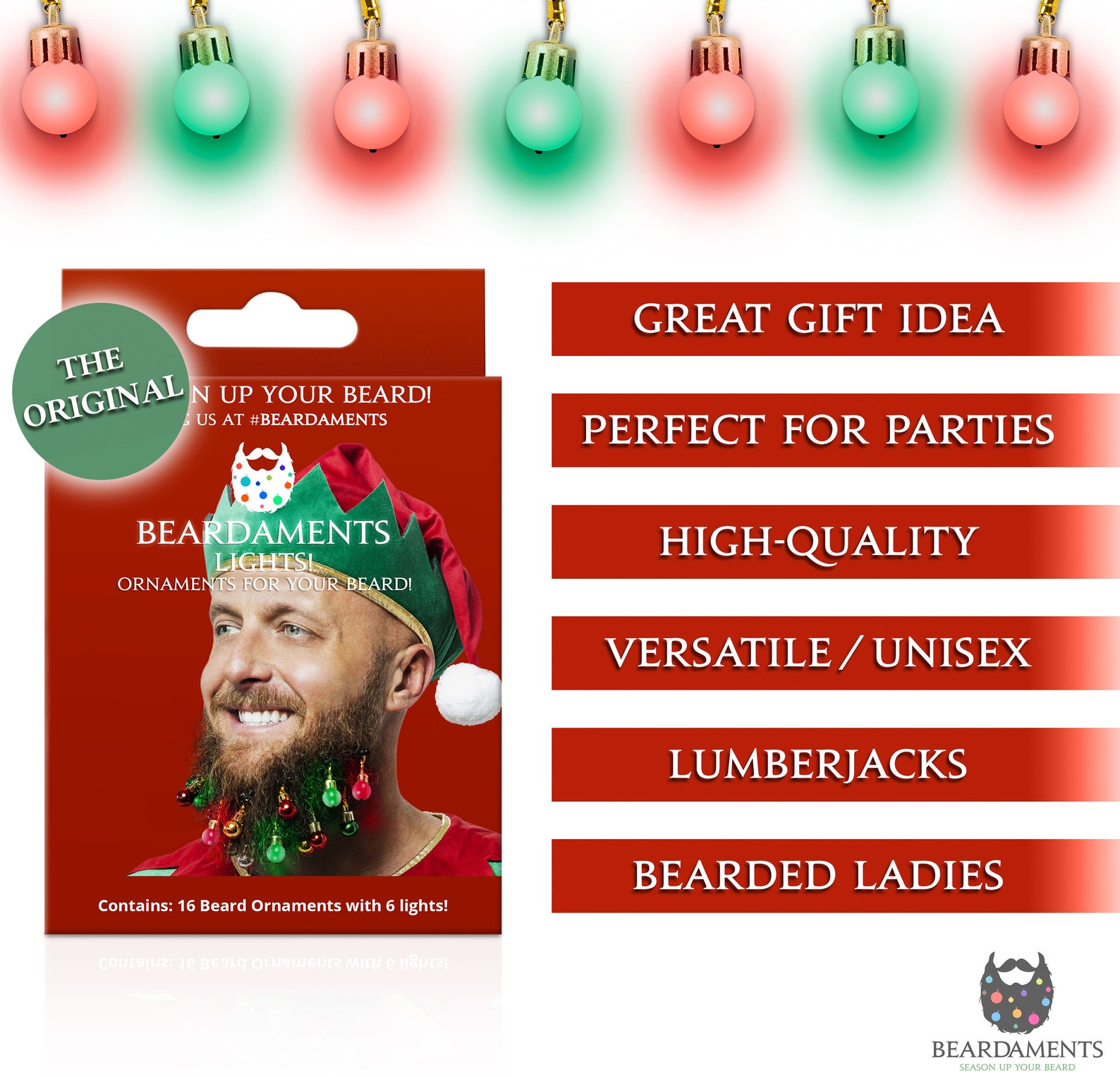 Beardaments - Light up Beard Ornaments - 16 Pc With Mini Clips - Etsy