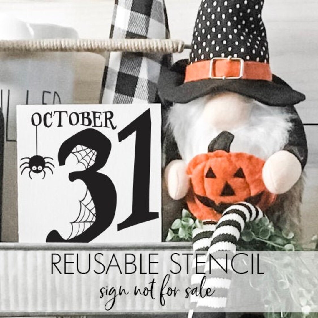 October 31 STENCIL | Halloween Stencil | Spider Stencil | Reusable - Etsy