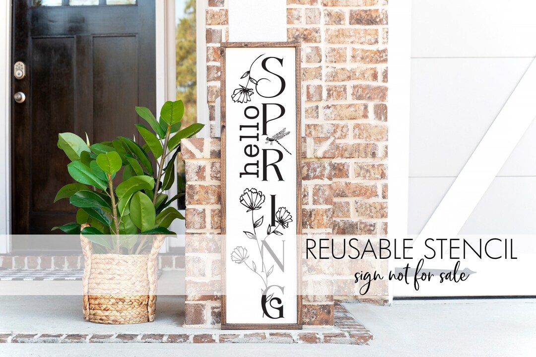 Stencil, Hello Spring Stencil a Spring Reusable DIY Stencil for Your ...