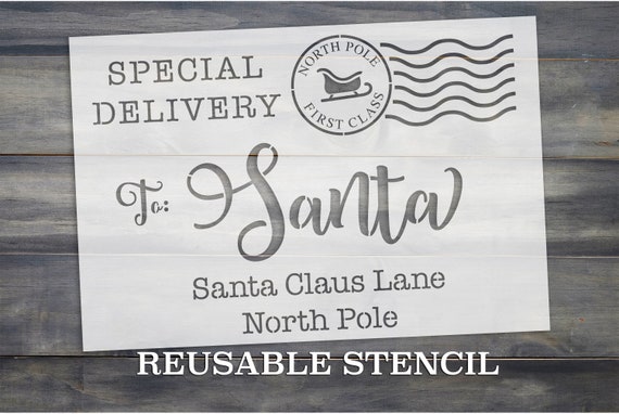Santa Postcard Stencil Reusable DIY Christmas Craft Stencil - Etsy