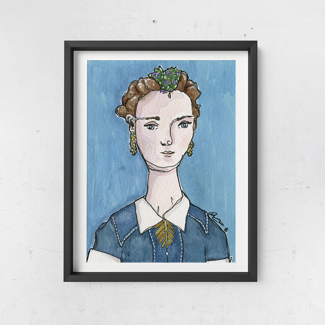 Jane Portrait original Painting Watercolor, Gouache and Ink Hand Signed ...