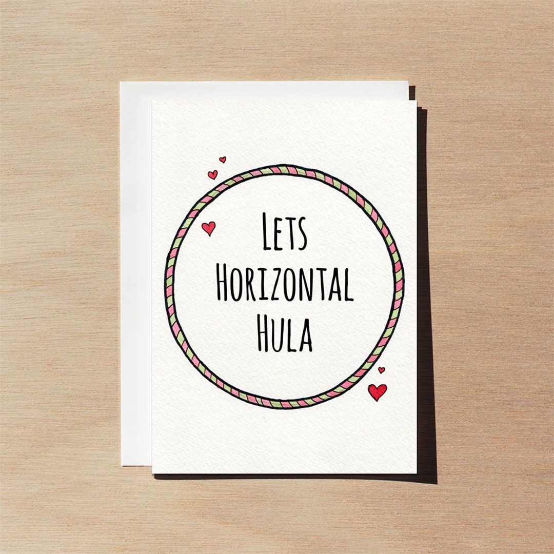 Lets Horizontal Hula Greeting Card, Punny Valentines Day Card, Hula ...