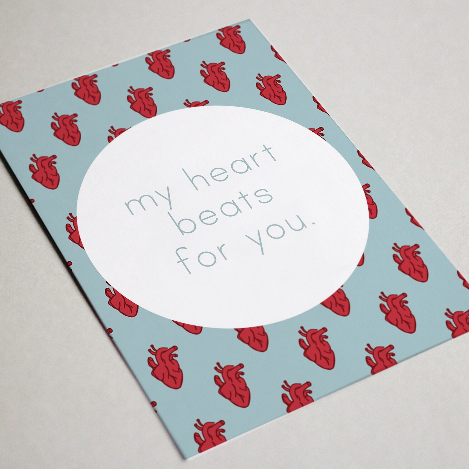 My Heart Beats for You Greeting Card Anatomical Heart Art - Etsy