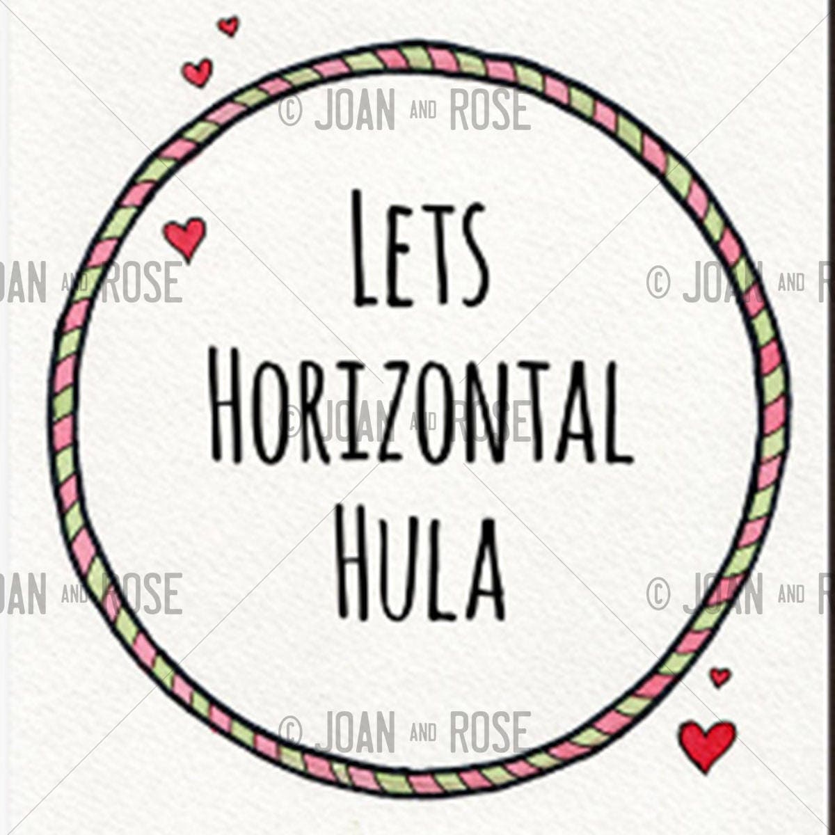 Lets Horizontal Hula Greeting Card, Punny Valentines Day Card, Hula ...
