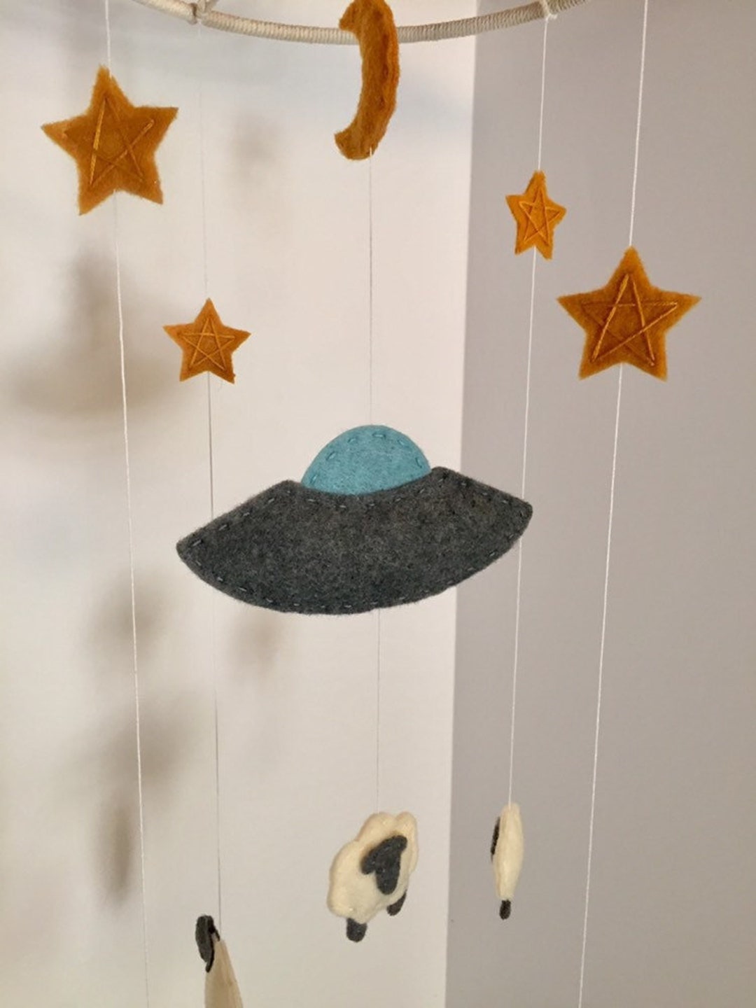 Flying Saucer Nursery Mobile || Felt UFO and Sheep || Alien Abduction ...