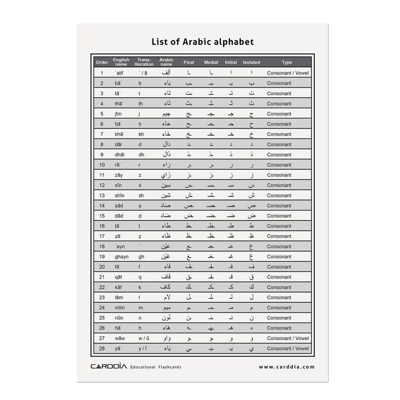 Arabic Alphabet Educational Flashcards - Etsy
