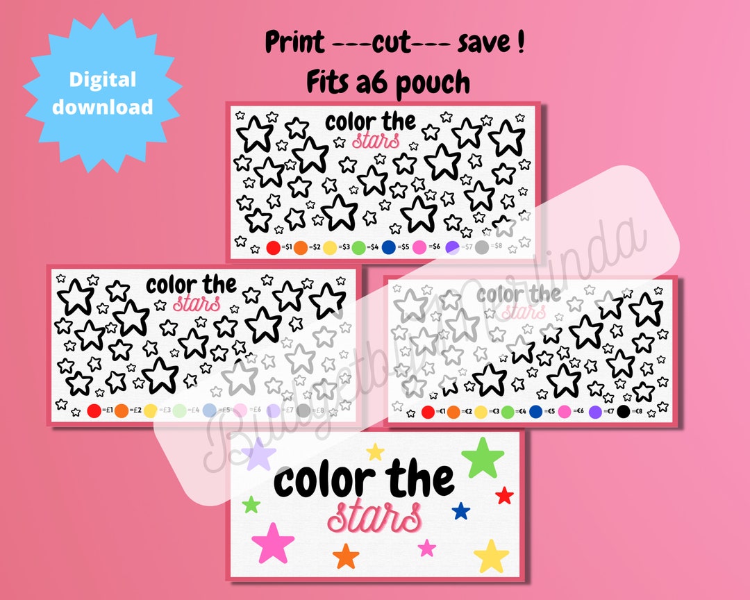 Color the Stars Saving Challenge| Save Challenge|sparziele| Color In - Etsy
