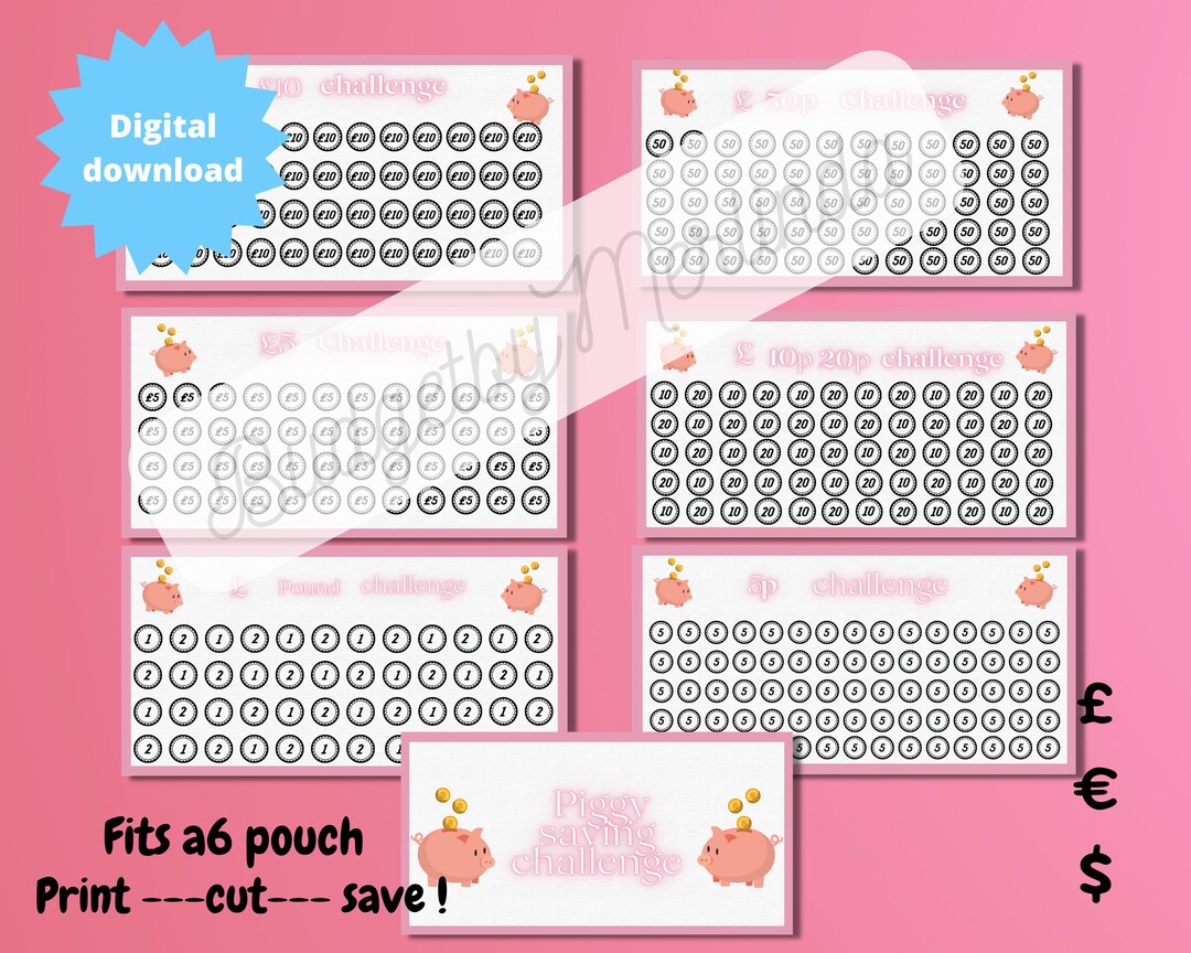 Pound Piggy Saving Challenge Bundle *10 Pound Saving *dashboard*5 Pound ...