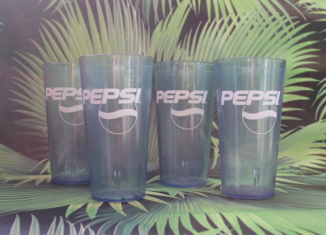 Vintage Blue Plastic Pepsi Glasses, Cup 4 / Collectible / Terrace ...