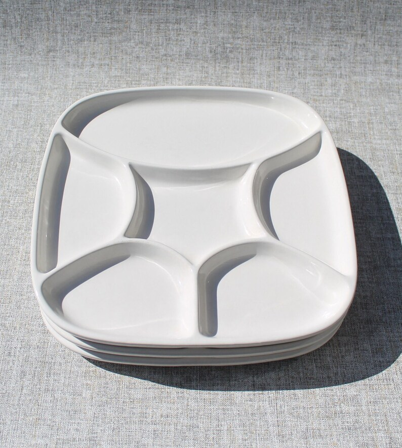 Vintage White Square Plates With Divisions Made in Japan / Fondue ...