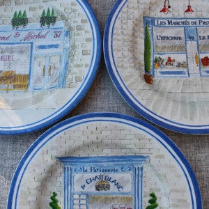 French Bistro Porcelain Plates (4) Retro / Cheese Plate, Pastries ...