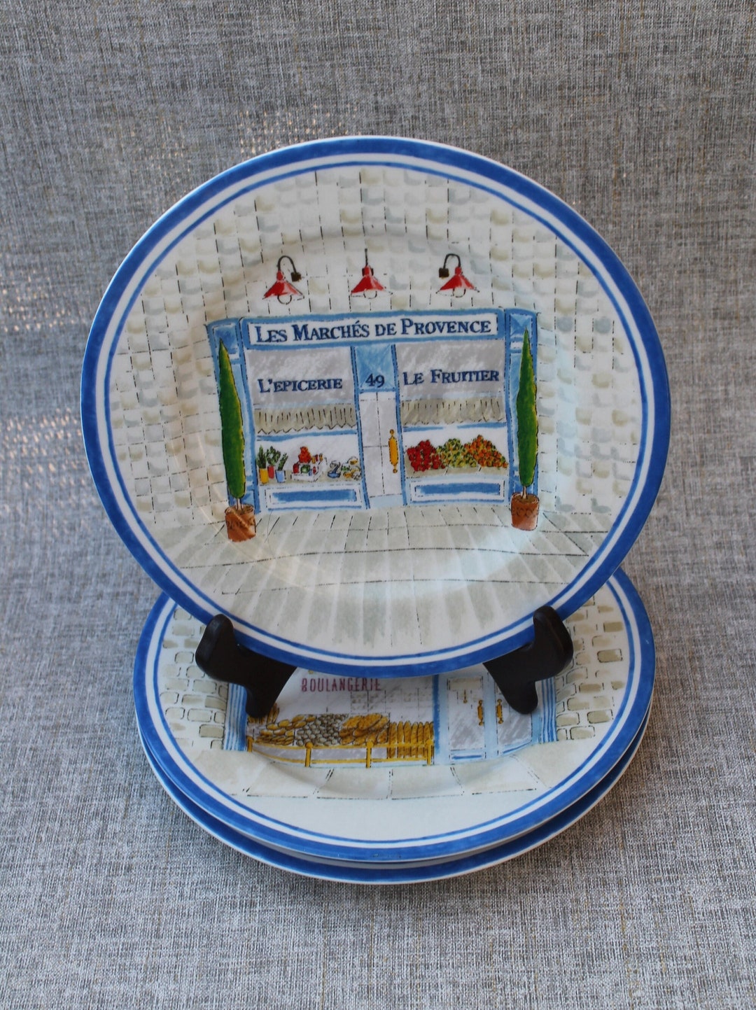 French Bistro Porcelain Plates (4) Retro / Cheese Plate, Pastries ...