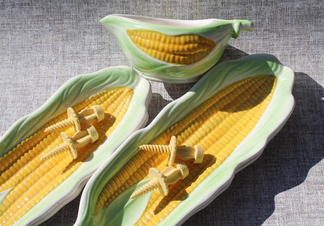 Corn on the Cob Plates (indian Corn) Made in Japan, Vintage With Butter ...