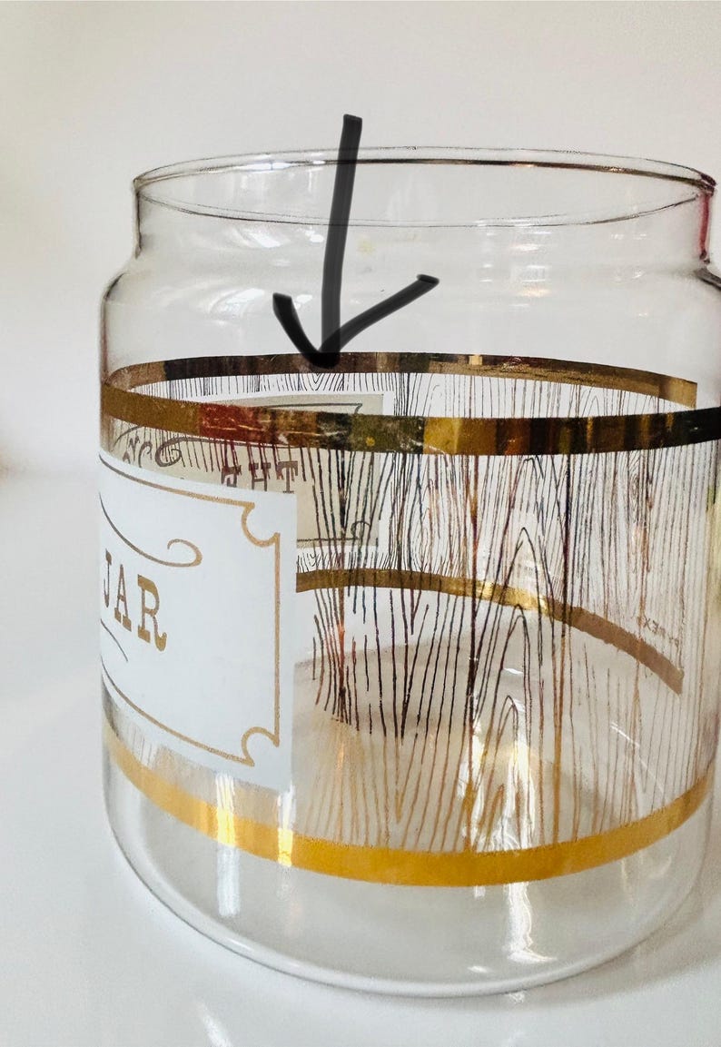 The Cookie Jar Mcm Vintage / Pyrex Cookie Jar in Clear Glass With Gold ...