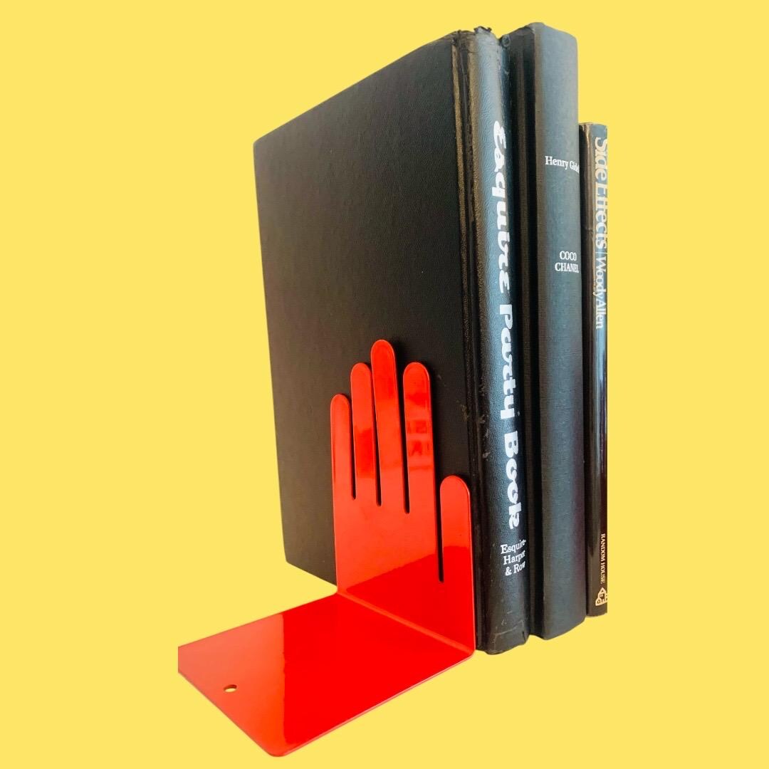 Spectrum Red Metal Vintage Hand Bookend / MCM Pop Art Bookends / Made ...