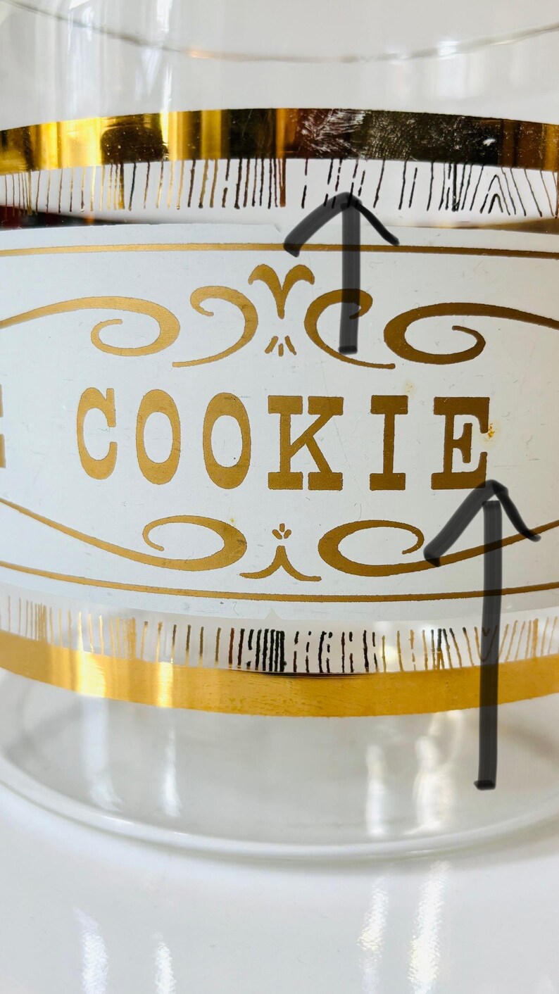 The Cookie Jar Mcm Vintage / Pyrex Cookie Jar in Clear Glass With Gold ...