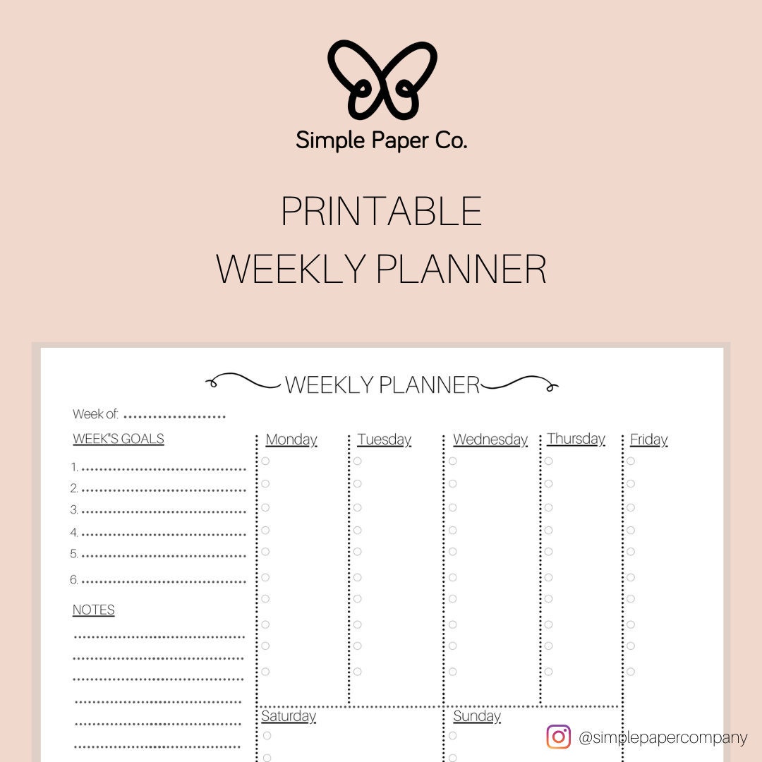 Weekly Planner | PRINTABLE | Simple Paper Co. - Etsy