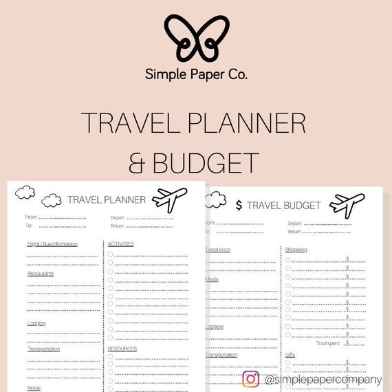 Travel Planner & Budget PRINTABLE Simple Paper Co. | Etsy