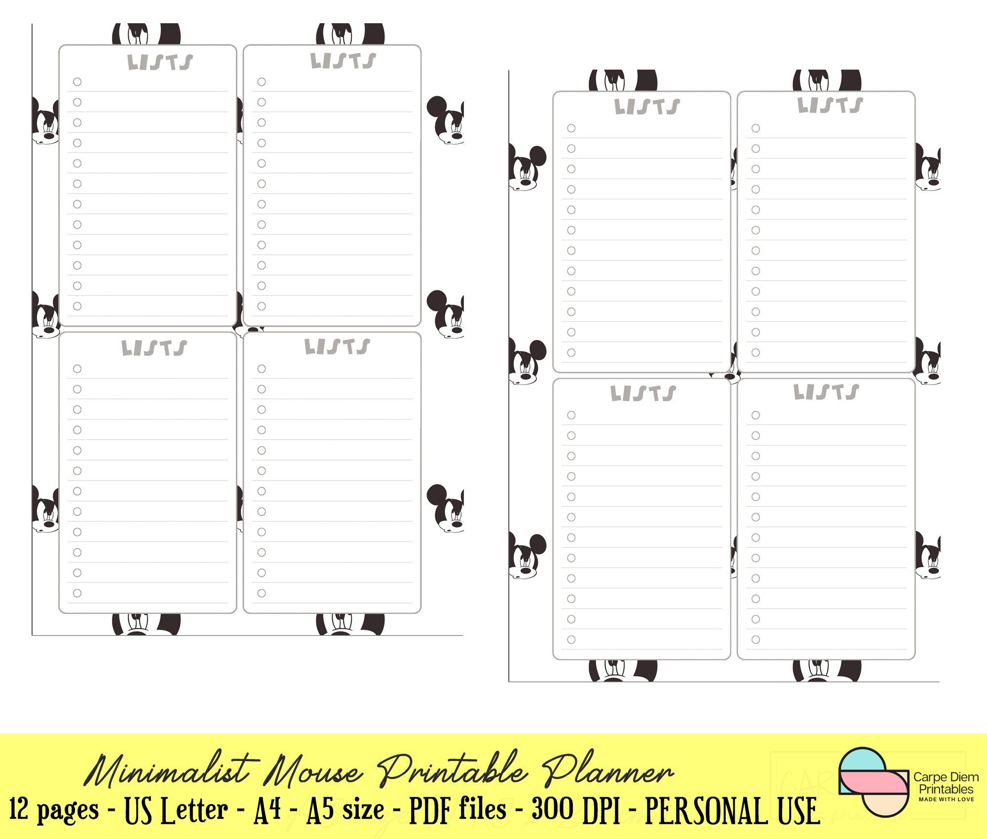 Minimalist Mouse Printable Planner Daily Weekly and Monthly - Etsy