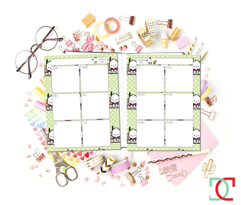 Kawaii Dog Printable Planner, Cute Kawaii Printable Inserts, Daily ...