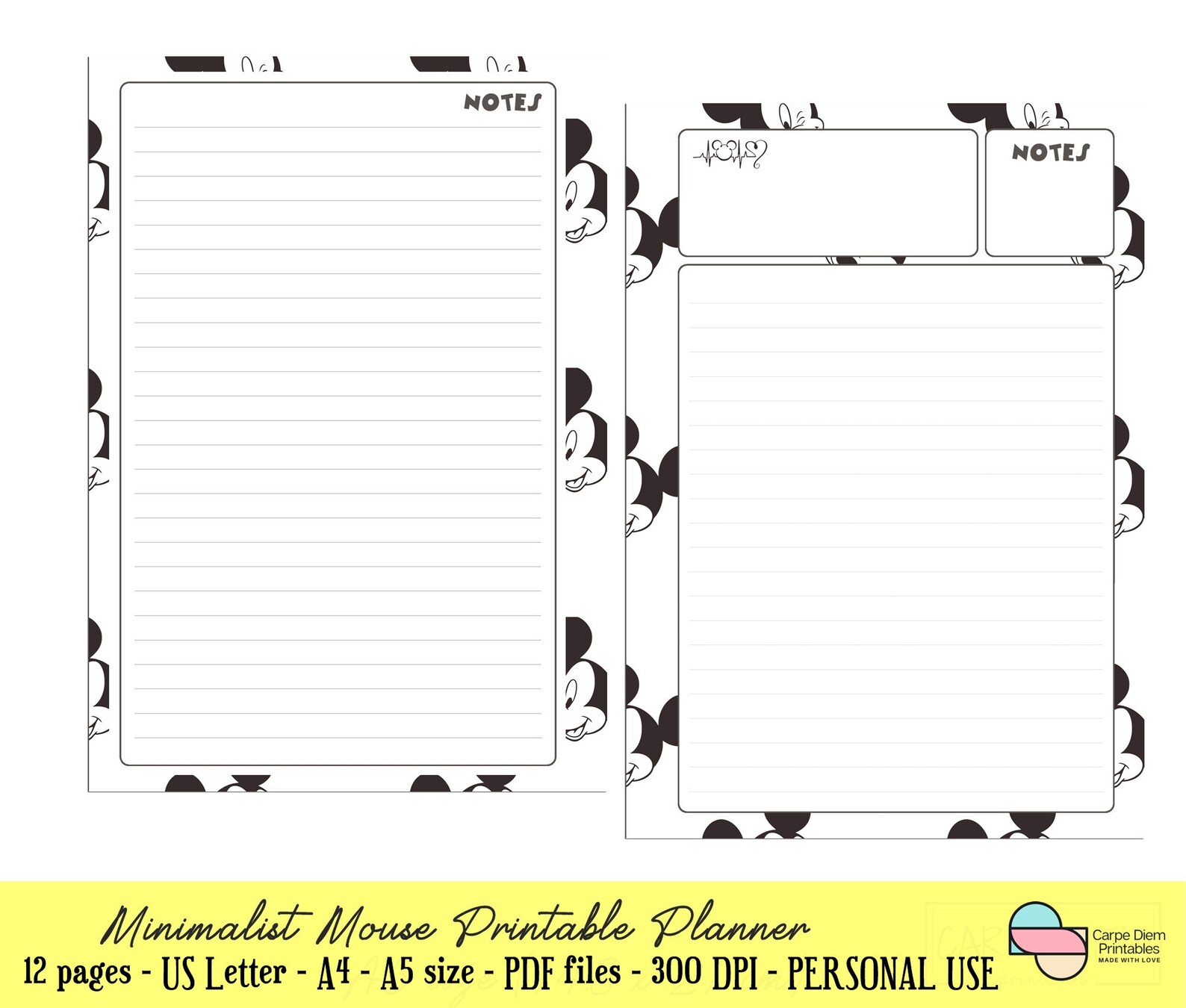 Minimalist Mouse Printable Planner Daily Weekly and Monthly - Etsy