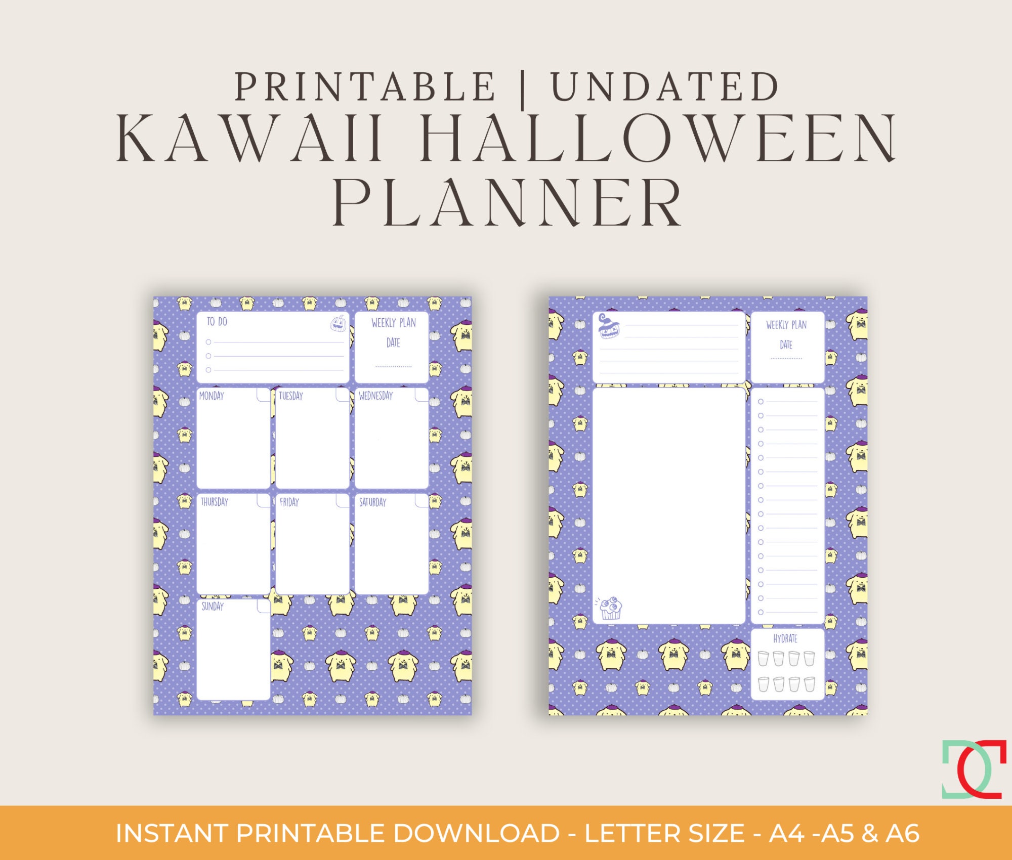 Kawaii Halloween Printable Planner Daily Weekly and Monthly - Etsy