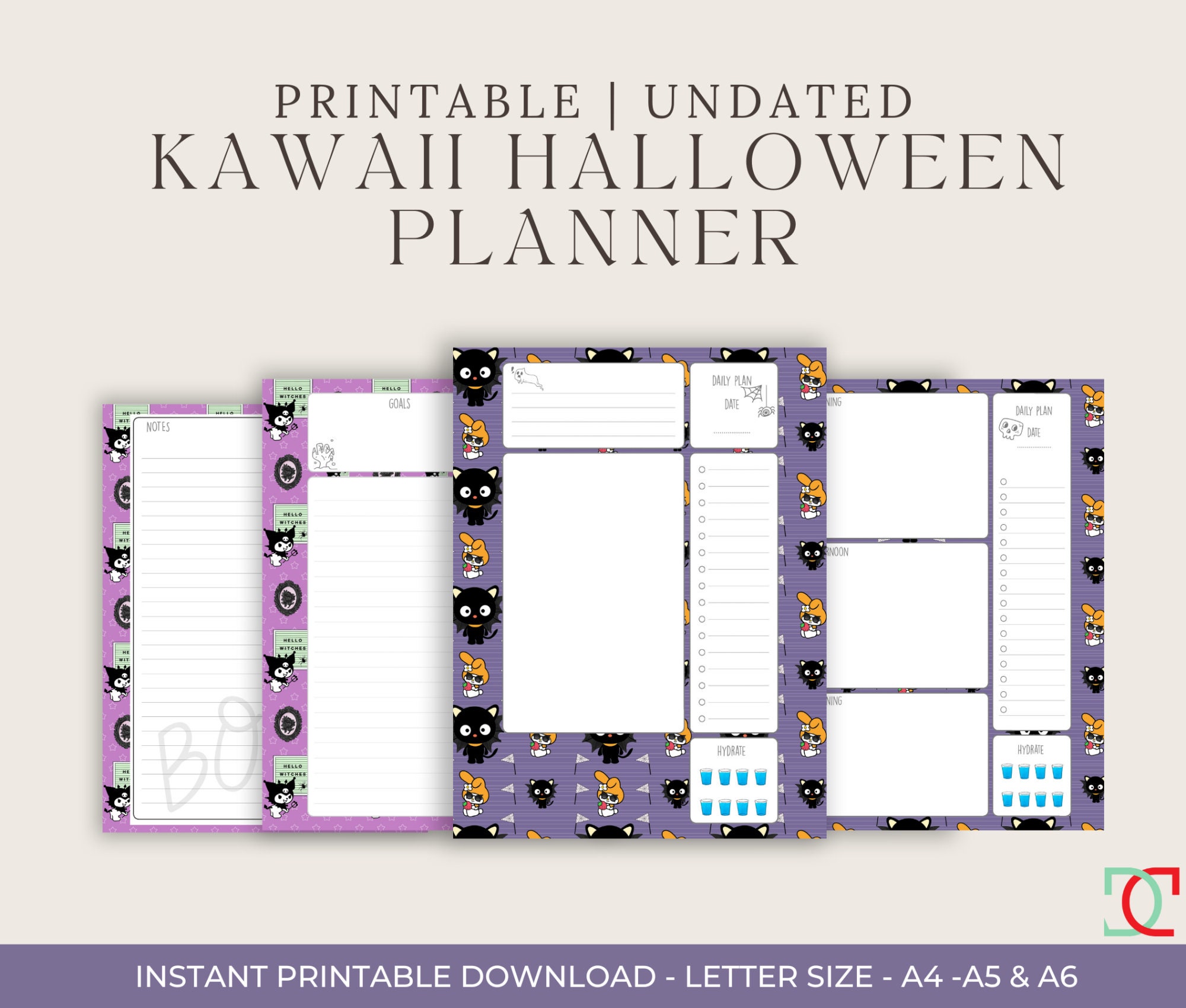 Kawaii Halloween Printable Planner Daily Weekly and Monthly - Etsy