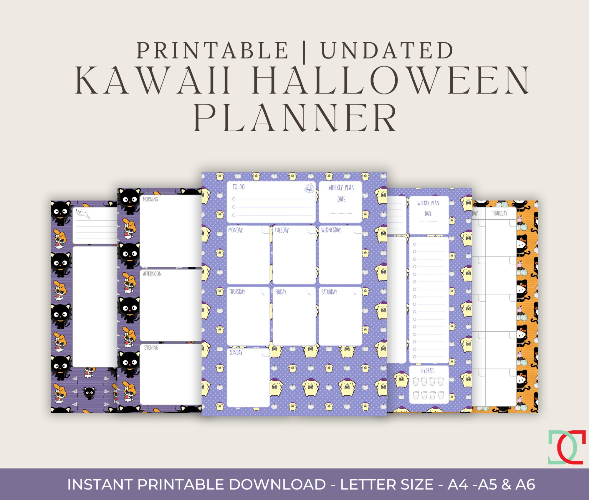 Kawaii Halloween Printable Planner Daily Weekly and Monthly - Etsy