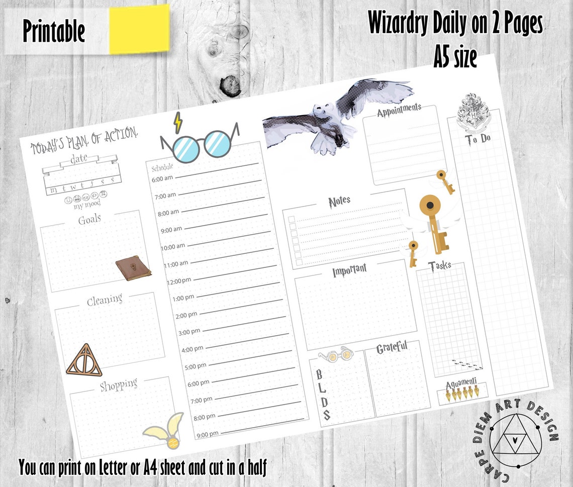 Wizardry Daily Planner/daily Planner A5/printable - Etsy