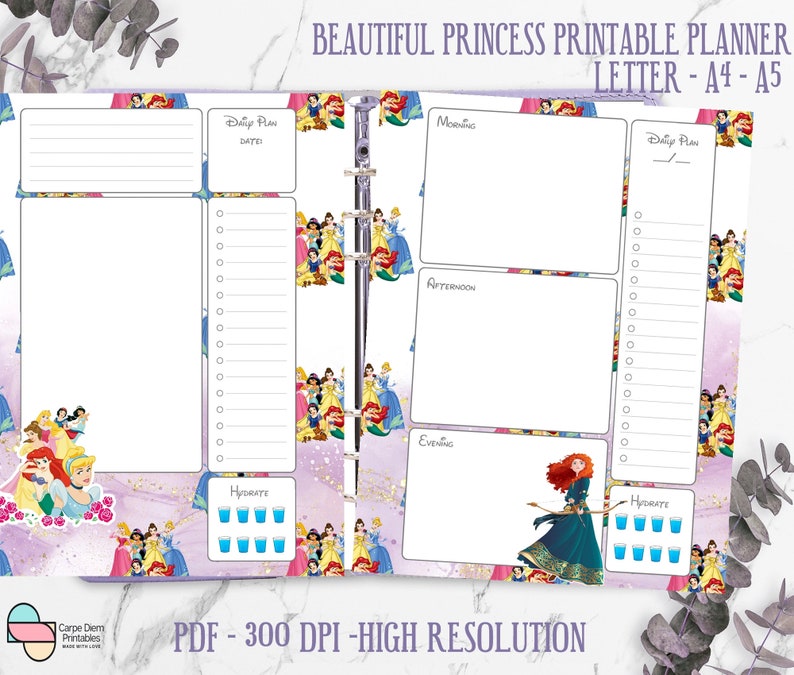 Beautiful Princess Printable Planner Letter A4 Printable A5 - Etsy