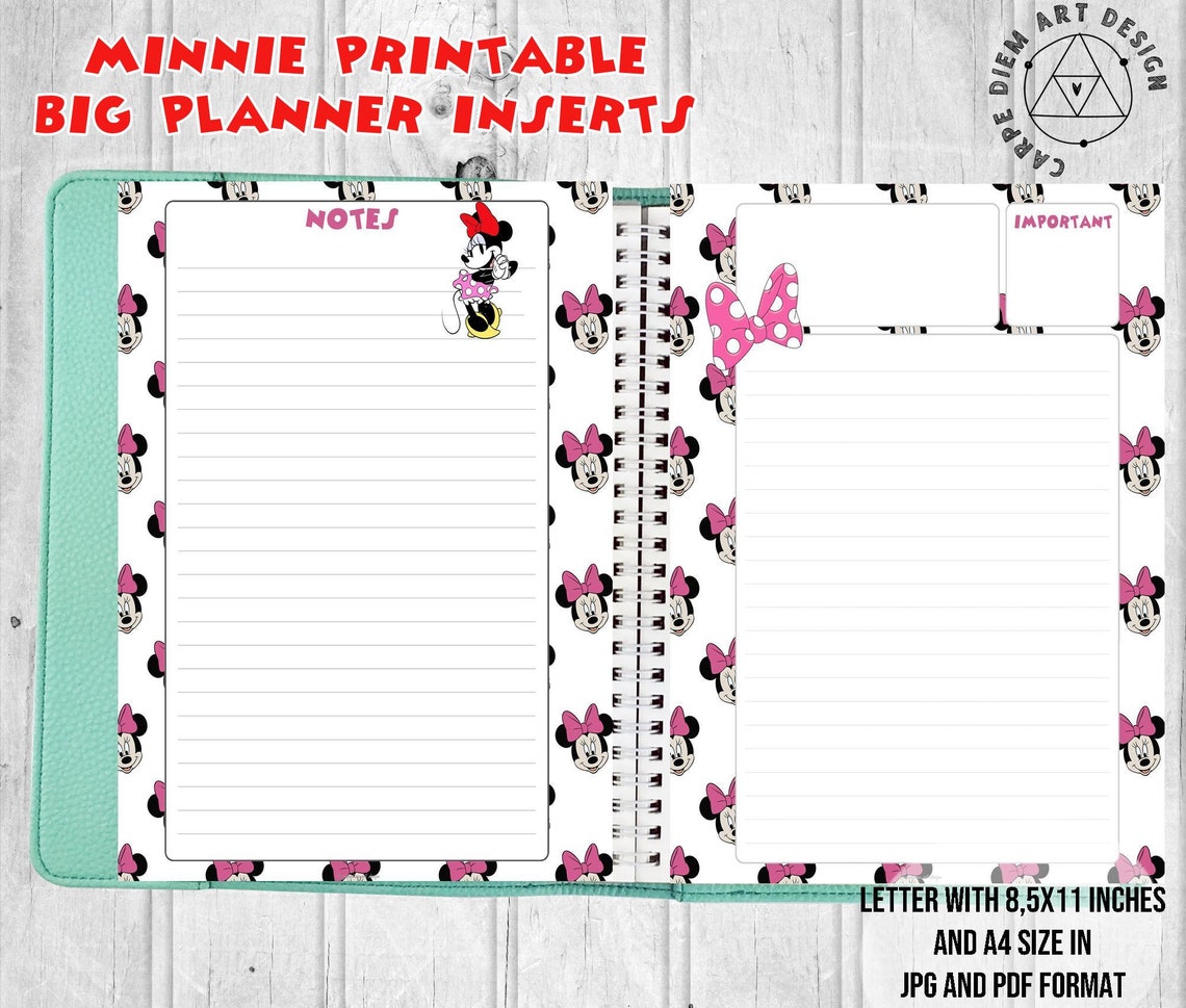 Minnie Mouse Printable Planner Pages 8.5 x 11 Big Happy and | Etsy