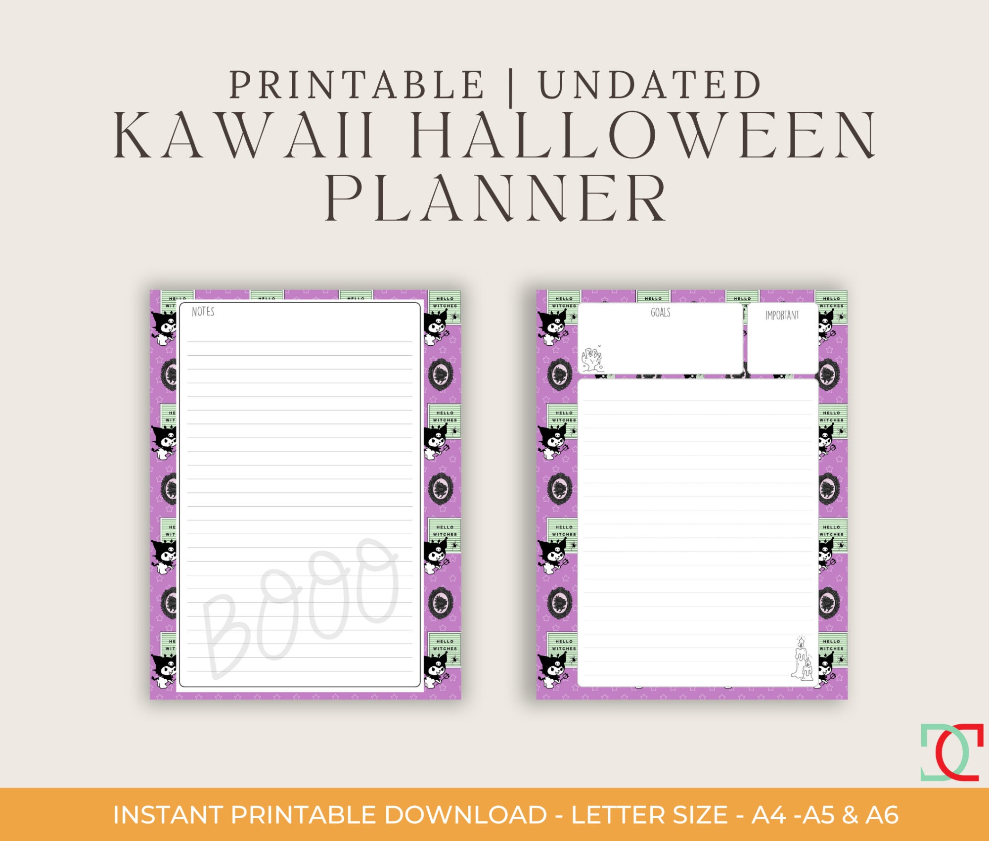 Kawaii Halloween Printable Planner Daily Weekly and Monthly - Etsy