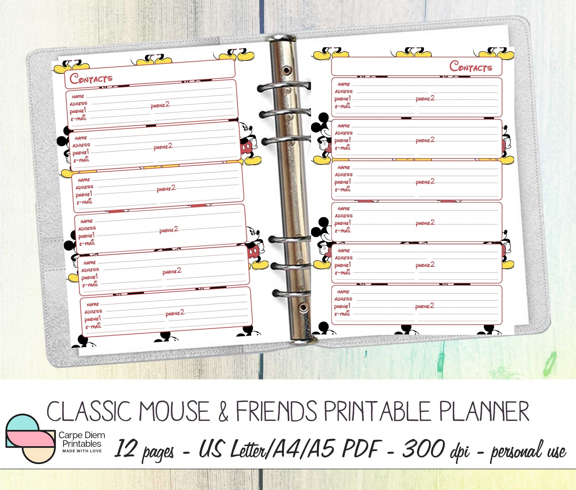 Classic Mouse and Friends Printable Planner Daily Weekly and - Etsy