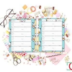 Kawaii Dog Printable Planner, Cute Kawaii Printable Inserts, Daily ...