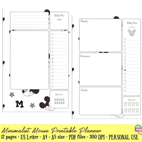 Classic Mouse and Friends Printable Planner Daily Weekly and - Etsy