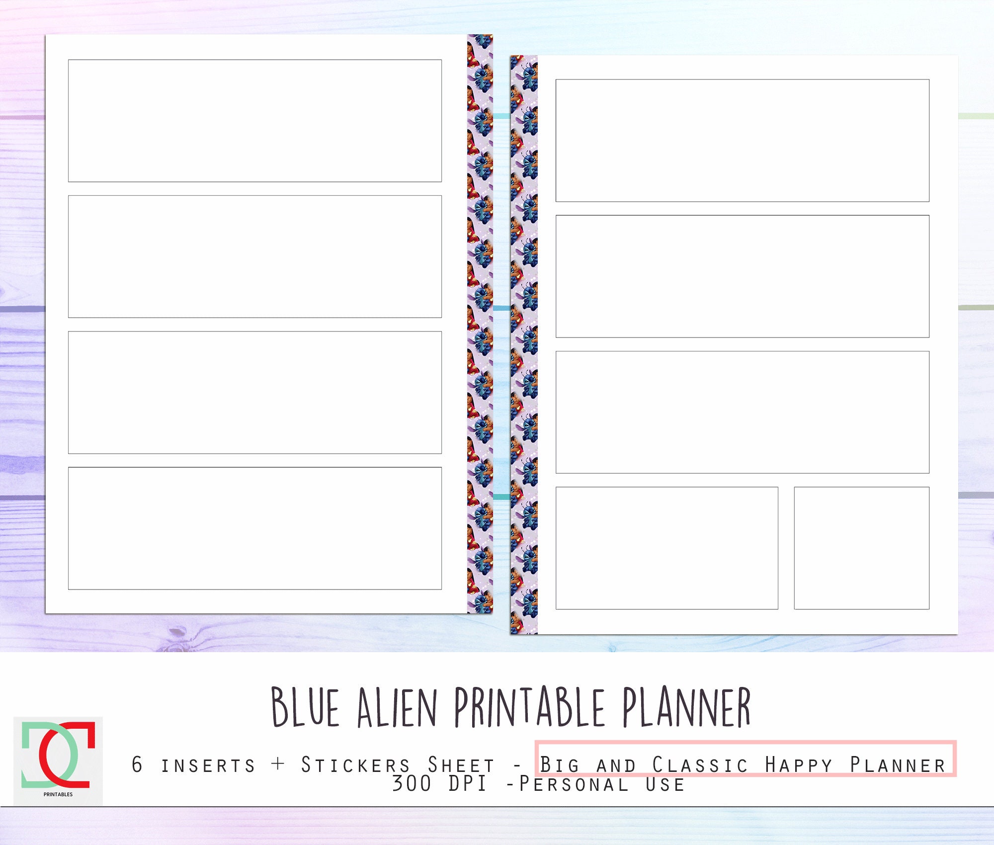 Blue Alien Printable Inserts Classic Happy Planner Big Happy Planner ...