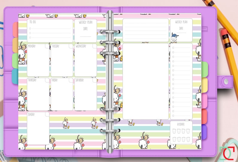 Kawaii Dog Printable Planner, Cute Kawaii Printable Inserts, Daily ...