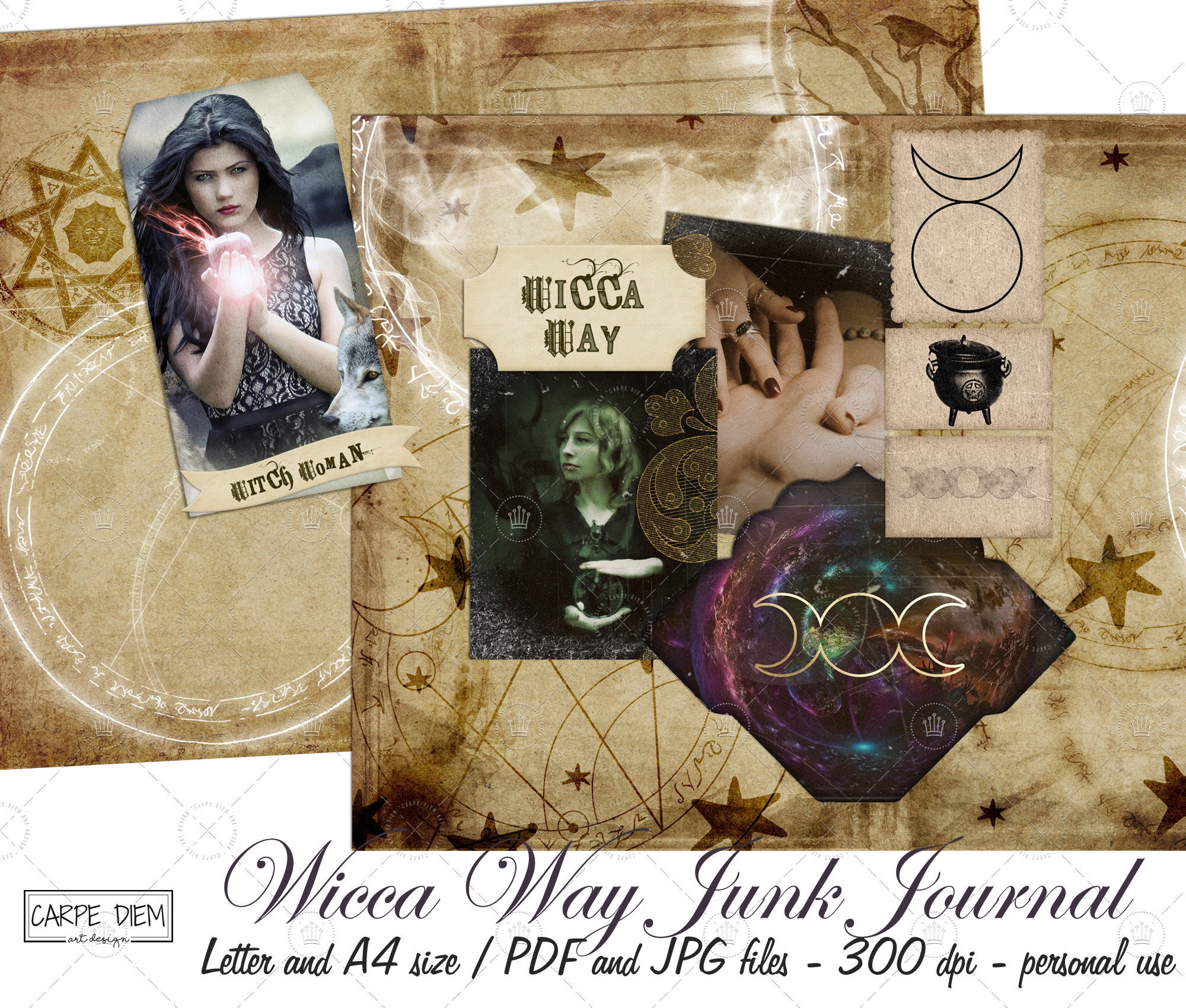 Wicca Junk Journal Printable Journal Kit Witch Junk Journal - Etsy