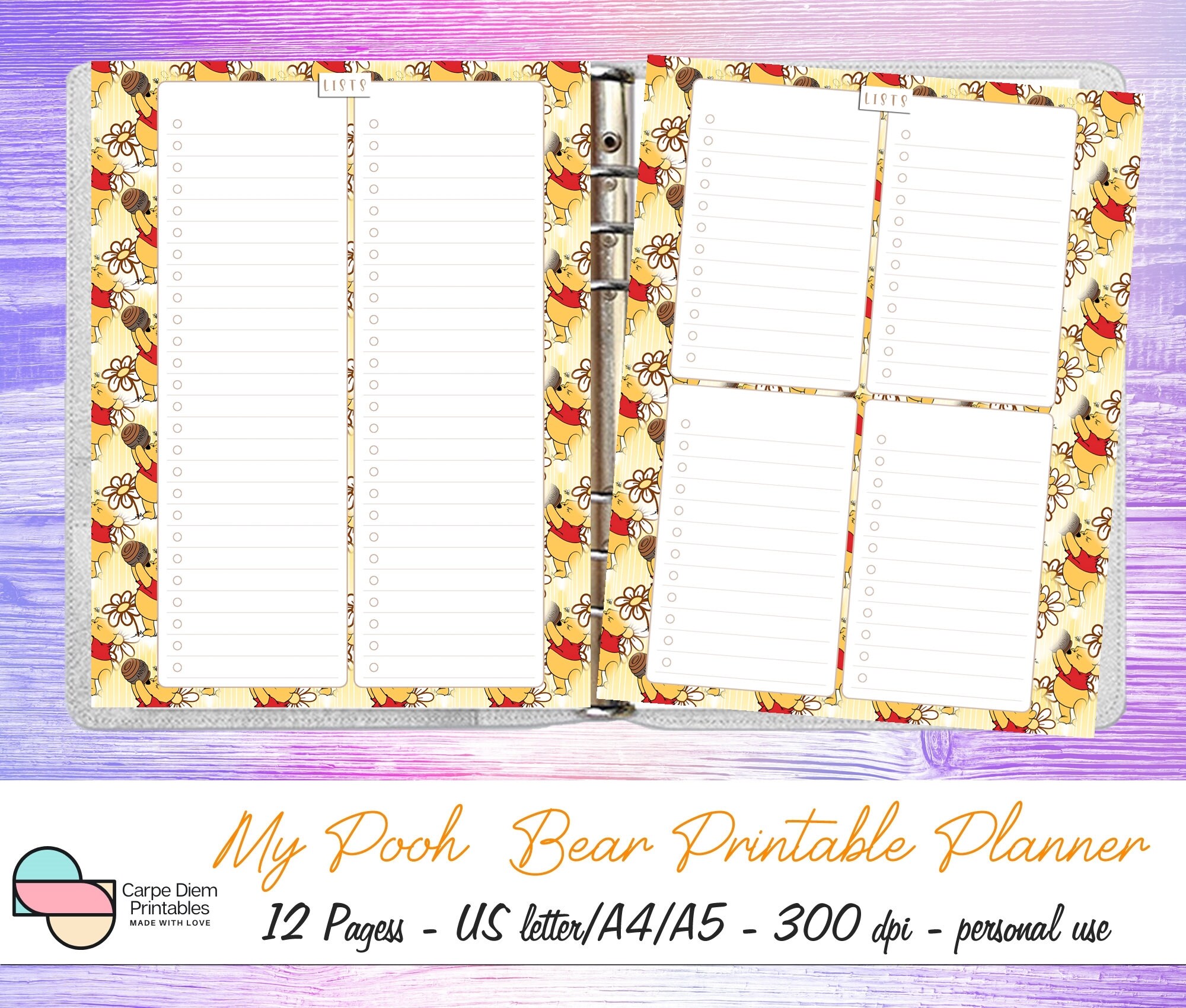 My Pooh Bear Printable Planner, 8.5 X 11 Inches Planner, A4/a5/letter ...