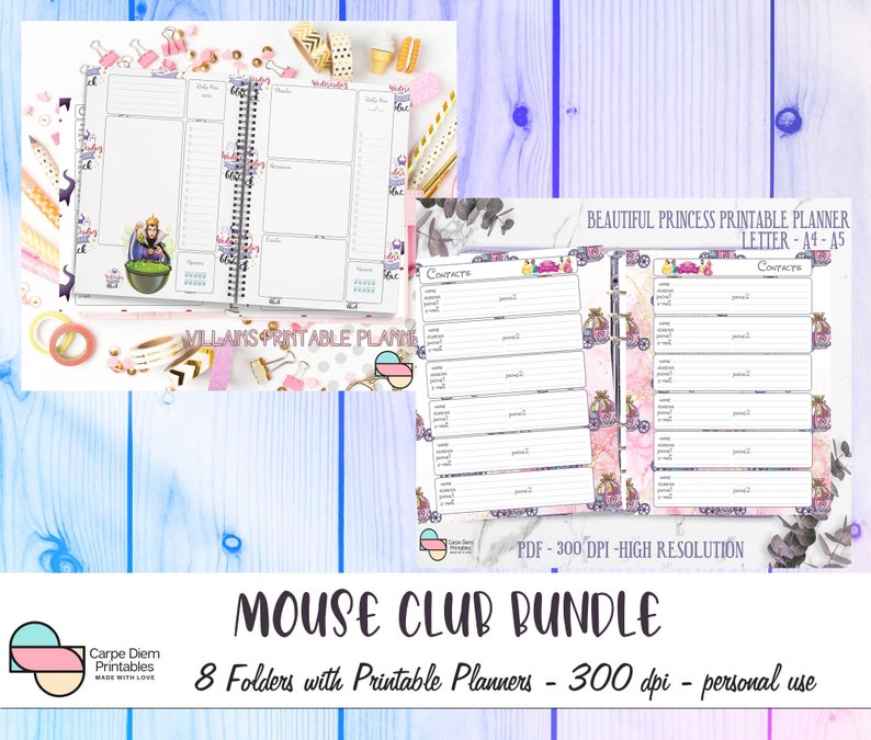Mouse Club Bundle Printable Planner Undated Planner Daily - Etsy