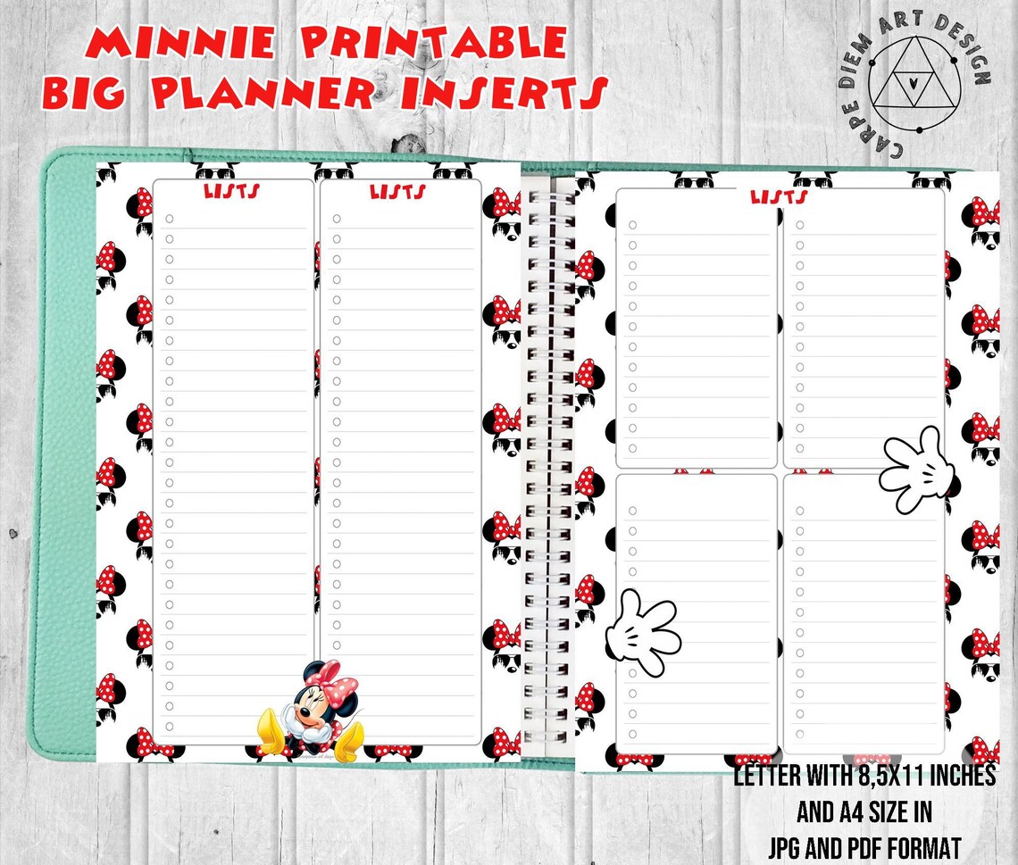 Minnie Mouse Printable Planner Pages 8.5 x 11 Big Happy and | Etsy